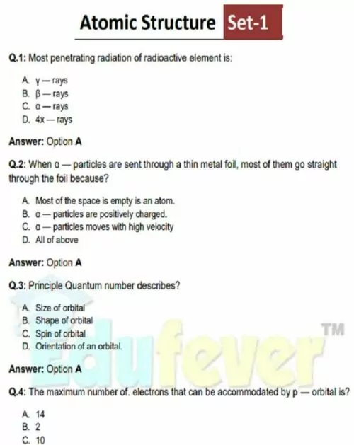Chemistry: Atomic Structure MCQ eBook