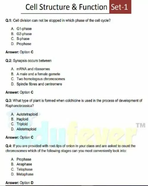 Biology: Cell Structure & Function MCQ eBook