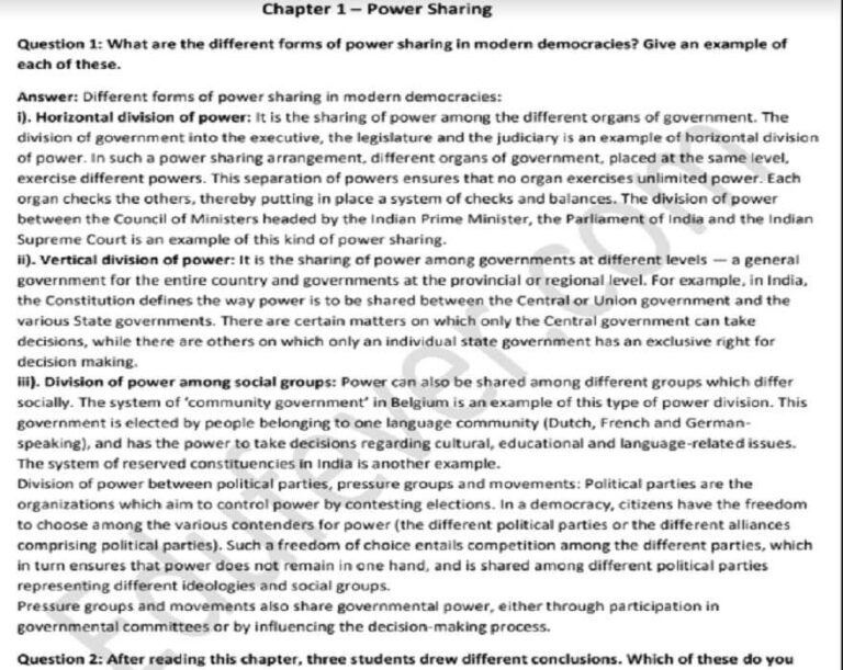 CBSE Class 10th Civics (Democratic Politics 2) NCERT Solution