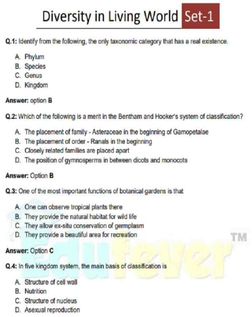Biology: Diversity in Living World MCQ eBook Biology: Diversity in Living World MCQ eBook