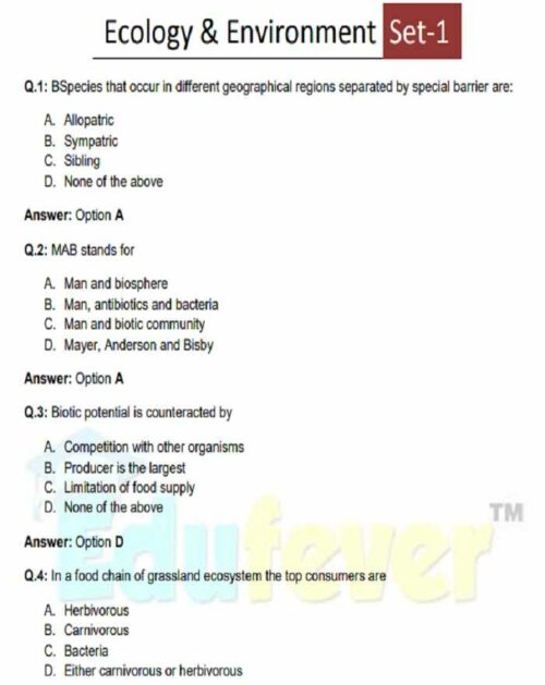 Biology: Ecology & Environment MCQ eBook