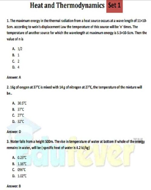 Class 12th Heat & Thermodynamics MCQ E-Book
