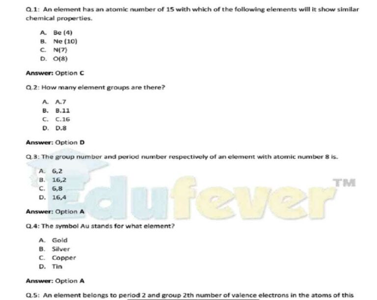 Chemistry: Periodic Table MCQ eBook