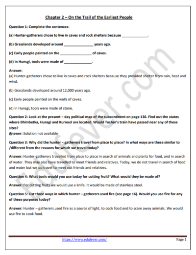 CBSE Class 6 History Our Pasts NCERT Solutions in PDF