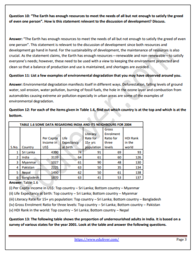 CBSE Class 10th Understanding Economic Development NCERT Solutions