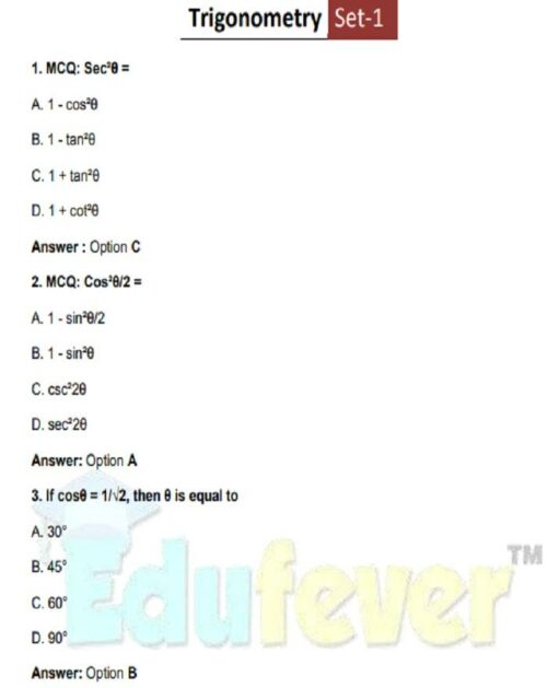 Class 12th TRIGONOMETRY MCQ E-Book in PDF