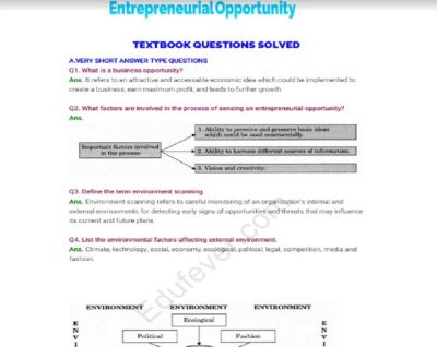 Class 12th Entrepreneurship NCERT Solutions PDF