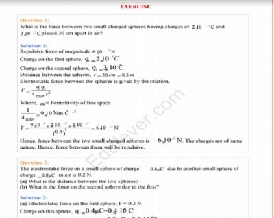 Class 12th Physics Part 1 NCERT Solutions in PDF