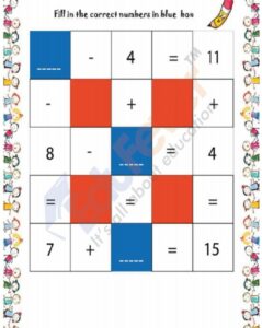 Class UKG - Set of 10 Addition-Subtraction Rule Worksheets in PDF