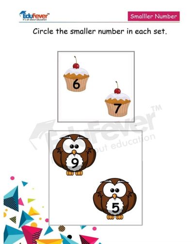 Class LKG-Circle The Smaller Number Worksheet in PDF for Kindergarten