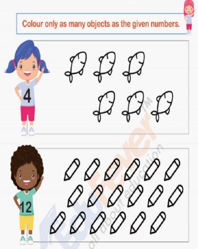 Class UKG - Colors and Numbers Worksheets in PDF For Kindergarten