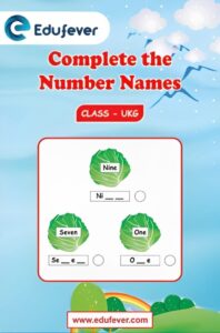 Class UKG - Complete the Number Names UKG Worksheets in PDF