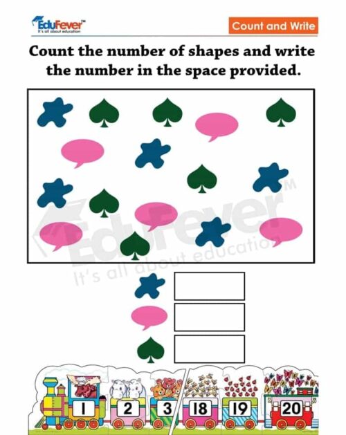 Class LKG - Count The Shapes Worksheets in PDF For Kindergarten