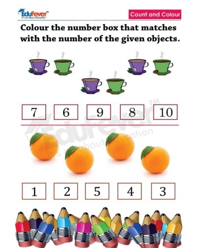 Class LKG - Count and Color Worksheets in PDF For Kindergarten