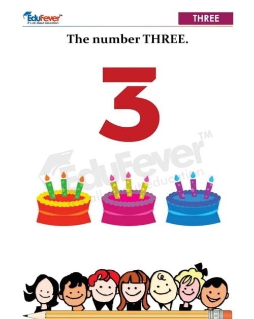 Class LKG - Counting of 3 Math's Worksheets in PDF For Kindergarten