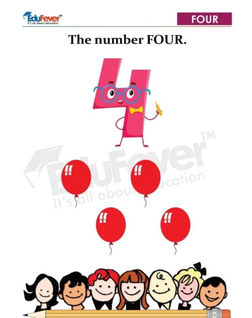 Class LKG - Counting of 4 Worksheets in PDF For Kindergarten