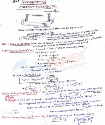 Current Electricity Hand Written Notes for JEE Mains & NEET Exam