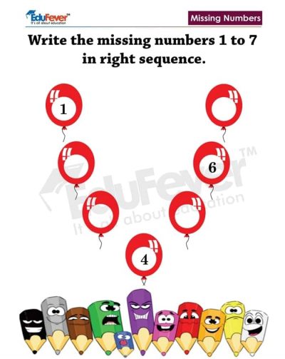 Class LKG - Find The Missing Number Worksheet in PDF For Kindergarten