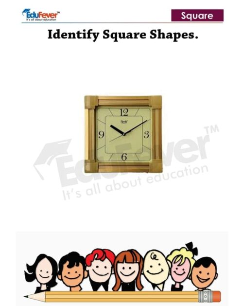Class LKG - Identifying Square Shape Worksheet in PDF For Kindergarten