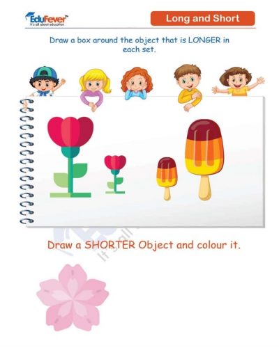 Class UKG - Long and Short Math's Worksheets in PDF For Kindergarten