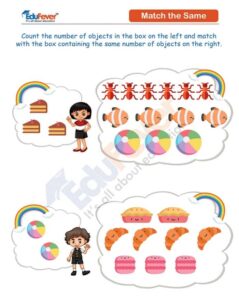 Class UKG - Match the Same Math's Worksheets in PDF For Kindergarten