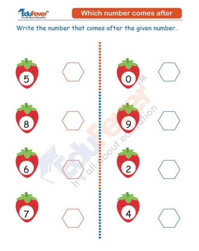 Class UKG - Numbers that Comes After Worksheet in PDF - Kindergarten