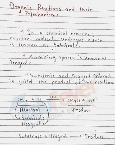 Organic reaction & their Mechanism -1 Hand Written Note for Entrance Exam