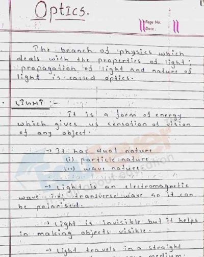 Ray Optics & Optical Instruments Hand Written Notes for NEET