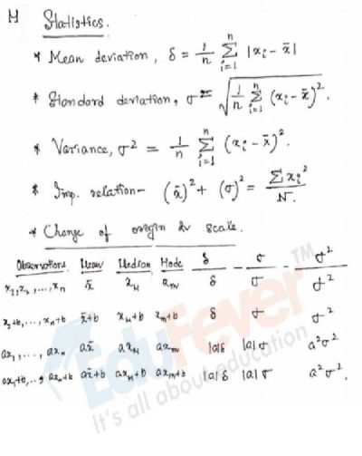 Statistics Hand Written Notes for JEE Mains & Advanced Entrance Exam