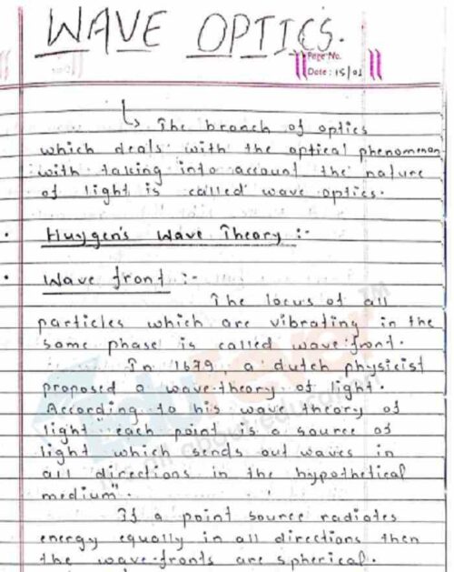 Wave Hand Written Notes for JEE Mains & NEET Entrance Exam