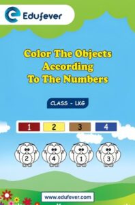 Class LKG-Color The Objects According To The Number Worksheet in PDF