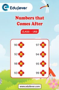Class UKG - Numbers that Comes After Worksheet in PDF - Kindergarten