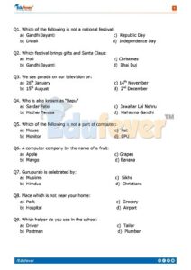 CBSE Class 1 General Knowledge Worksheet in PDF