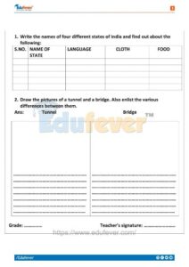 Class 4 EVS Class Test Worksheet