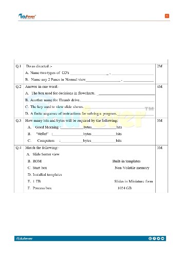 Free Download CBSE Class 5 Computer Sample Paper in PDF