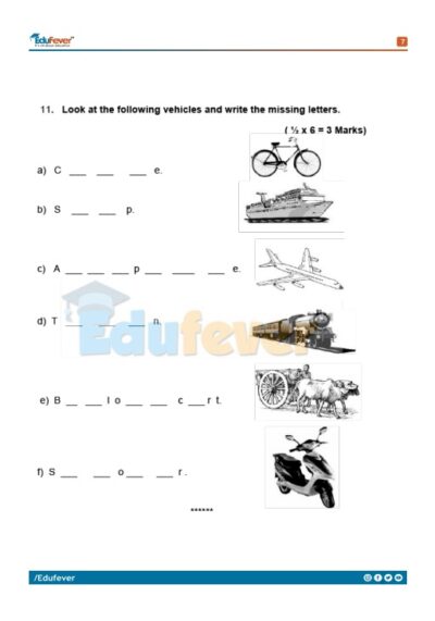 CBSE Class 1 EVS Sample Paper in PDF