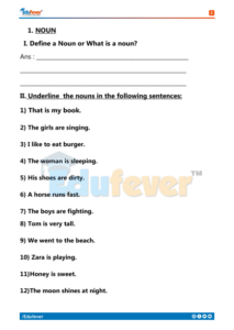 CBSE Class 1 English Class Test Worksheet in PDF