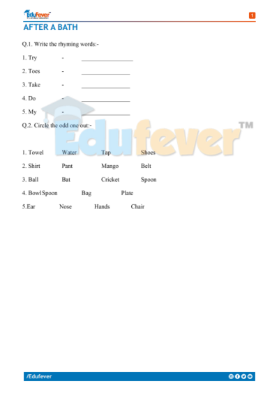 CBSE Class 1 English Worksheets in PDF