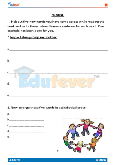 CBSE Class 1 English Revision Worksheet in PDF
