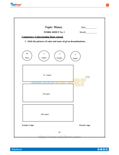 CBSE Class 1 Maths Printable Worksheet in PDF