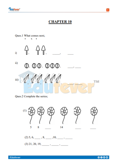 CBSE Class 1 Maths Class Test Worksheet in PDF