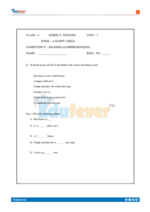 CBSE Class 1 English Sample Paper in PDF