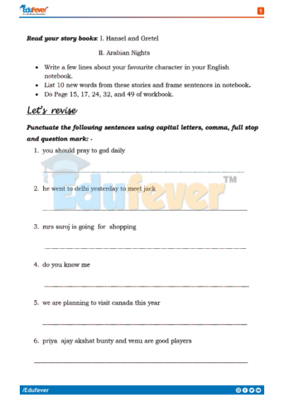 CBSE Class 2 English Activity Worksheet in PDF