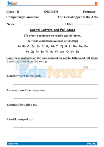 CBSE Class 2 English Practice Worksheet in PDF