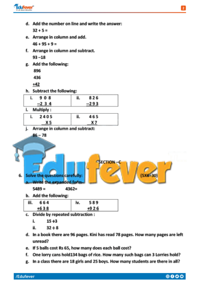 CBSE Class 2 Maths Sample Paper in PDF