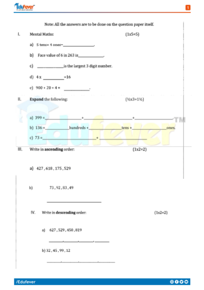 CBSE Class 2 Maths Sample Paper in PDF