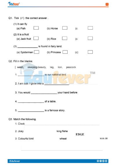 CBSE Class 2 GK Sample Paper in PDF
