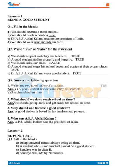 CBSE Class 2 Moral Science Printable Worksheet in PDF