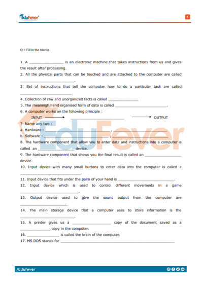 CBSE Class 3 Computer Activity Worksheet in PDF