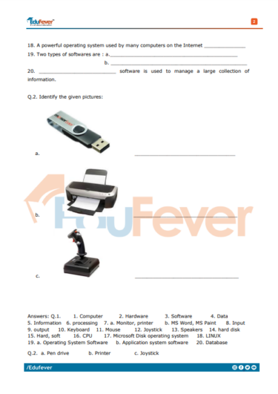 CBSE Class 3 Computer Activity Worksheet in PDF